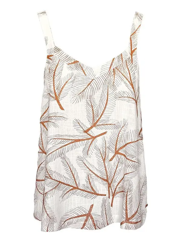 Haris Cotton Printed Linen Blend Tie-back Top - White