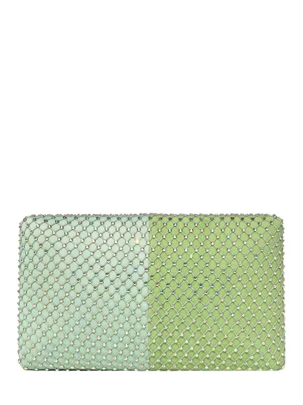 SIMITRI Pistachio Fishnet Crystal Clutch - Green