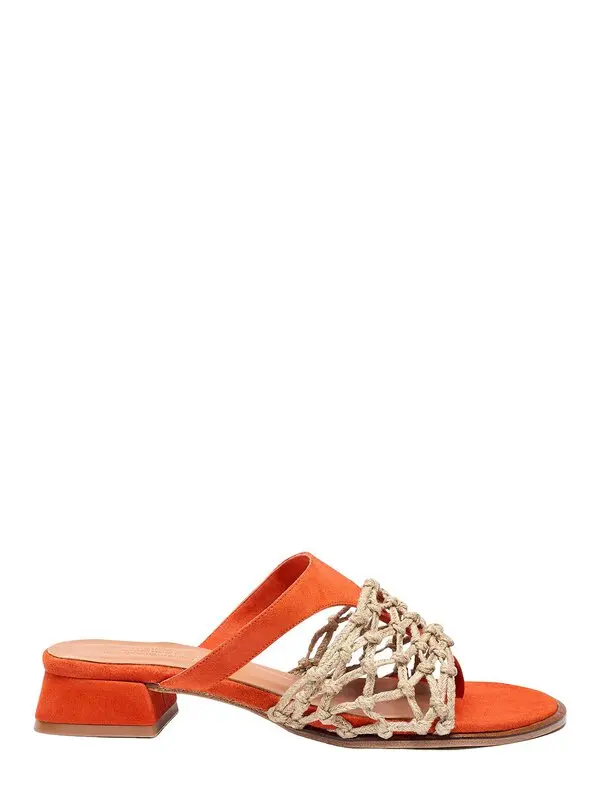 NAGUISA Figueras Raffia And Suede Sandals - Orange