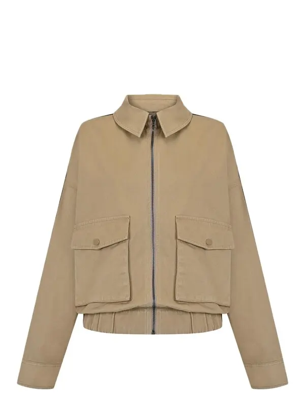 MAVLO Leather Trimmed Bomber Jacket - Black