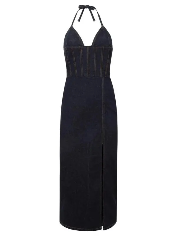 CÓTIER DENIM Sesil Halter-neck Dress - Blue