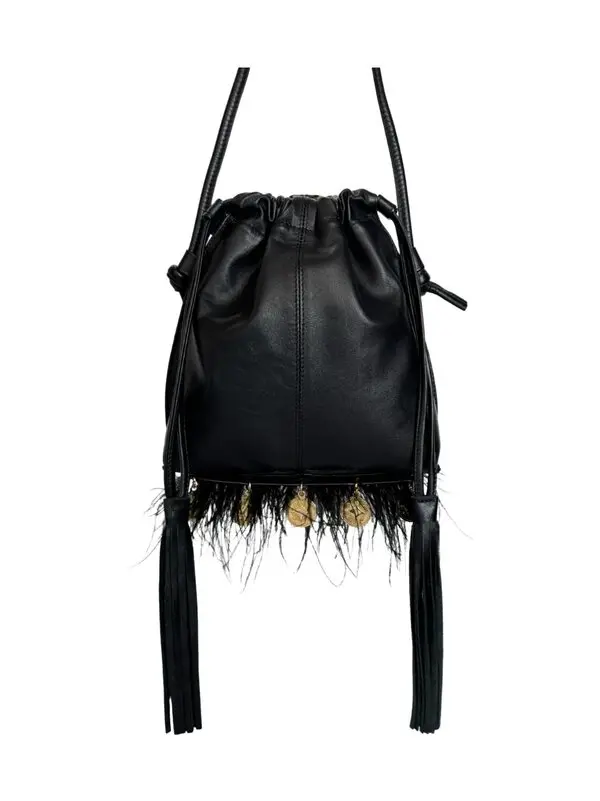 INDIGOLUSH Leather Box Bag With Studded Strap - Black