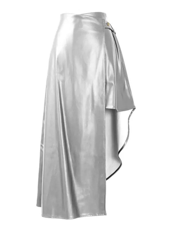 KARGEDE Leather Wrap Skirt - Silver