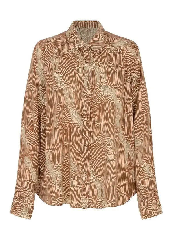 RAFFYA Tiger Print Button-down Shirt - Orange