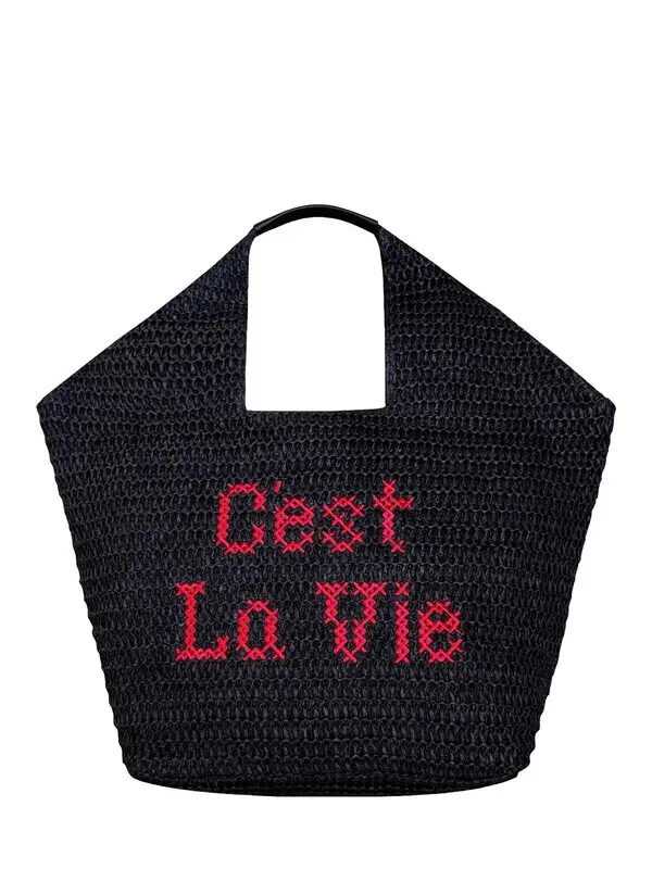 LILLY LOVES C'est La Vie Oversized Beach Bag - Black
