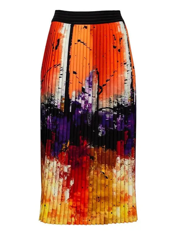 LALIPOP DESIGN Printed Pleated Midi Skirt - Black