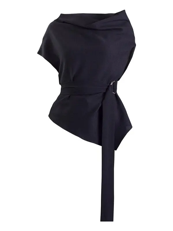 MEEM LABEL Theo Asymmetric Top - Black