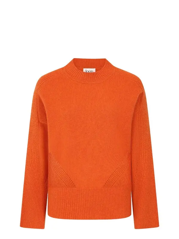 LOOP CASHMERE Ribbed Lofty Crew Sweatshirt - Orange