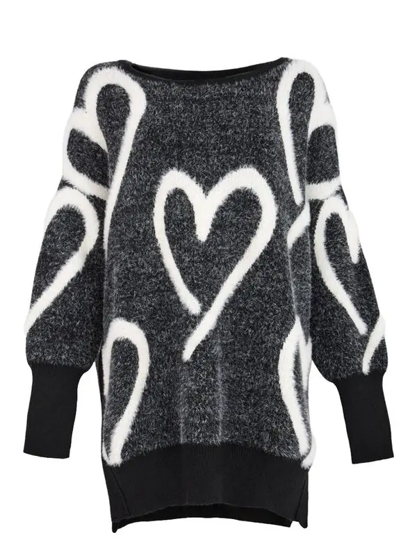Saachi Whimsical Heart Sweater - Black/white