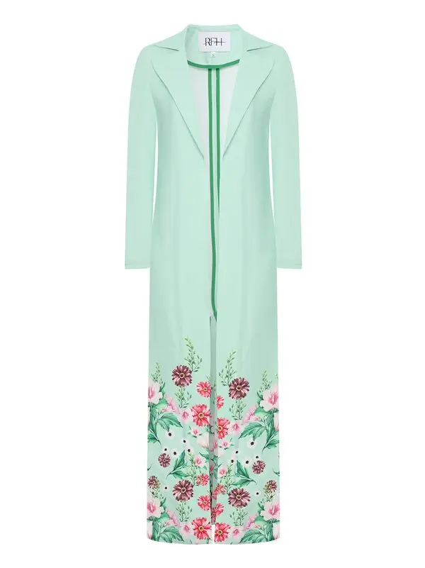 ROQAIA FASHION HOUSE Floral Hem Kaftan Jacket - Green