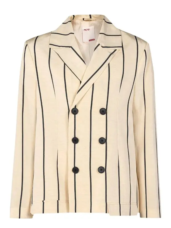PCFG Kutnia Striped Double-breasted Oversized Blazer - Black