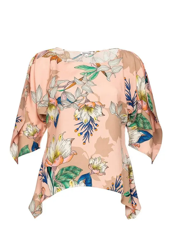 BIANCA POPP Floral Print Puff Sleeve Blouse - Orange