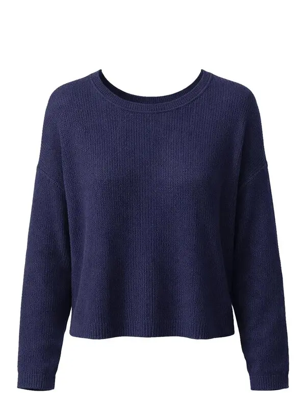 Haris Cotton Knitted Long-sleeved Blouse - Blue
