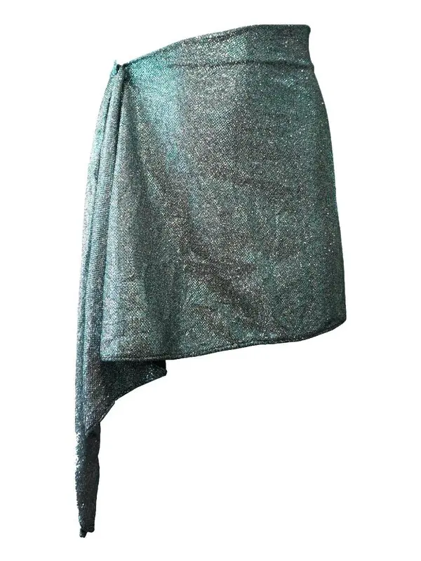 FORMULA S7 Shimmer Asymmetric High Slit Mini Skirt - Blue