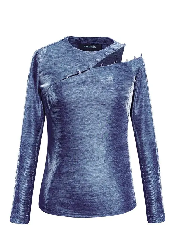 SMART AND JOY Asymmetric One-shoulder Top - Blue