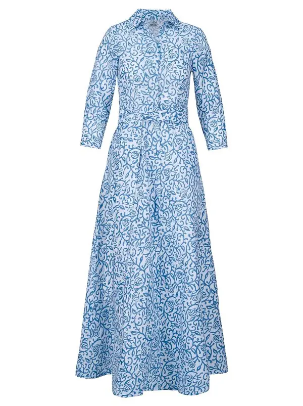ANTRA DESIGNS Sea Breeze Linen Dress - Blue