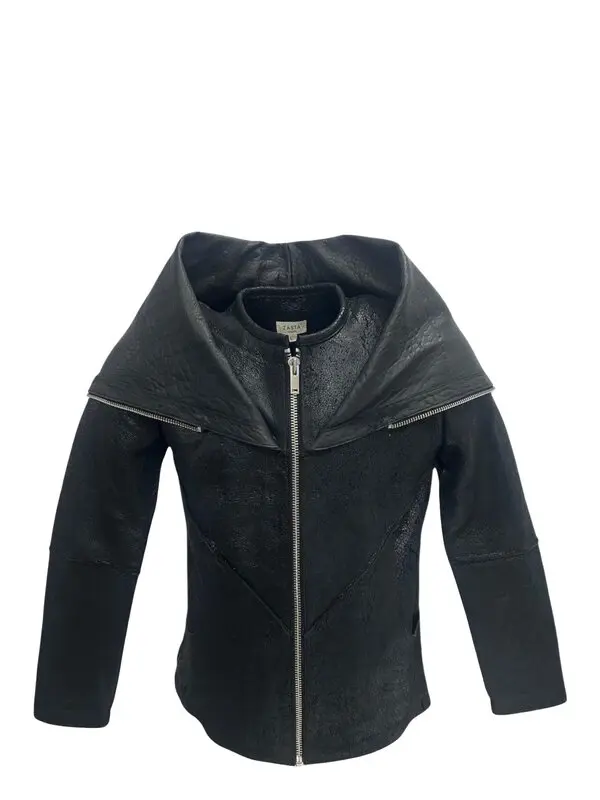 ZASTASTUDIO Leather Jacket With Hood - Black