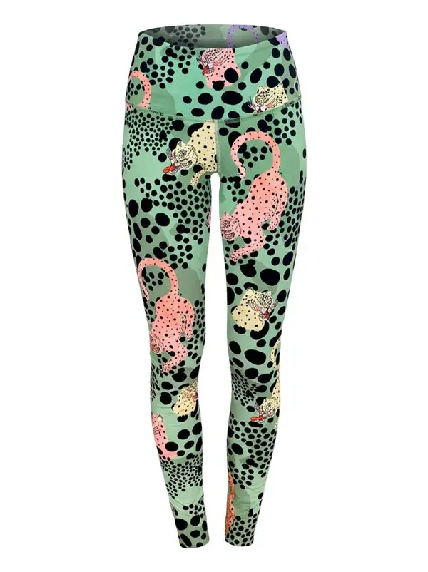 PITAYA YOGA Neutrals / Green / Black Ms Chee Leggings Bamboo - Green/black