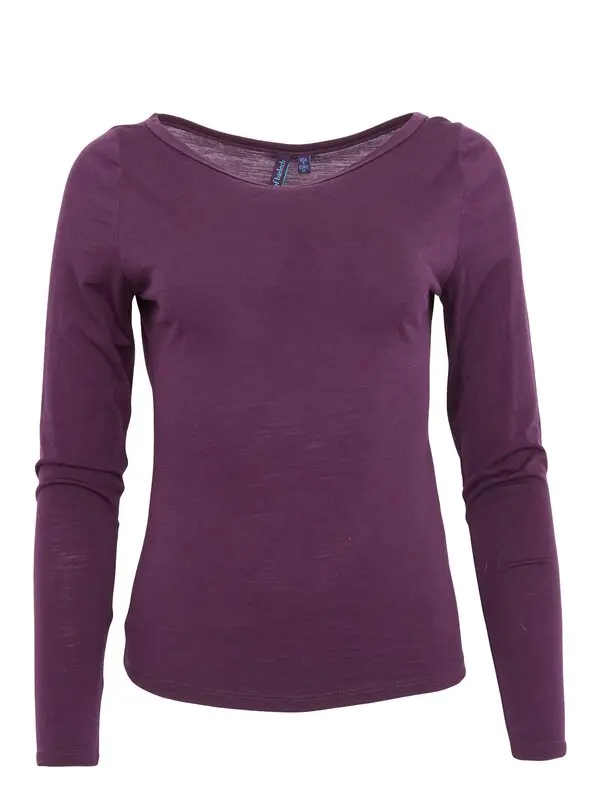 LORDS OF HARLECH Carly Merino Long Sleeve Crewneck Shirt - Purple