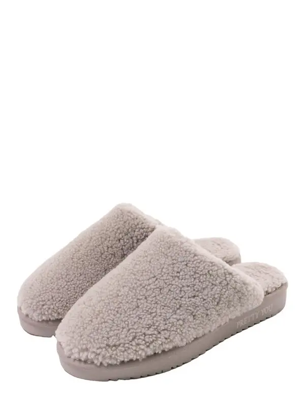 PRETTY YOU Sheepskin Mule Slippers - Brown