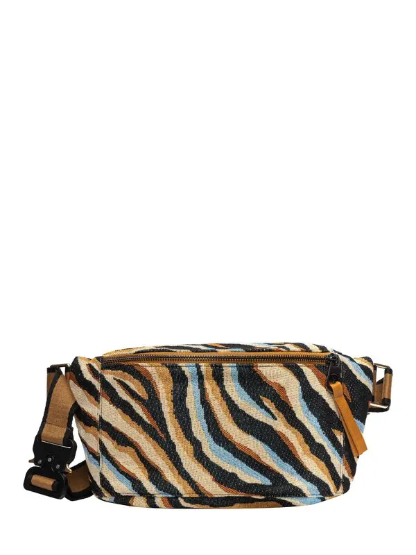 L2R THE LABEL Zebra Fanny Pack - Blue/black/brown