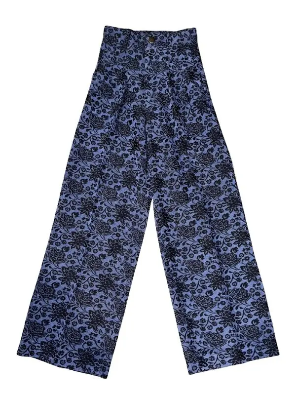 COLLECTED XX Paisley Jacquard Corduroy Pleated Pants - Blue