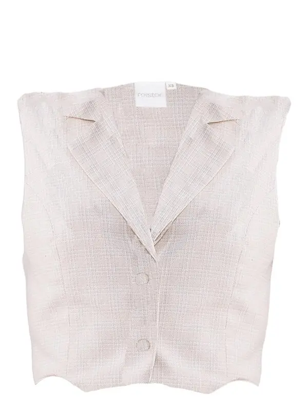 REISTOR Cropped Cotton Tweed Vest - White