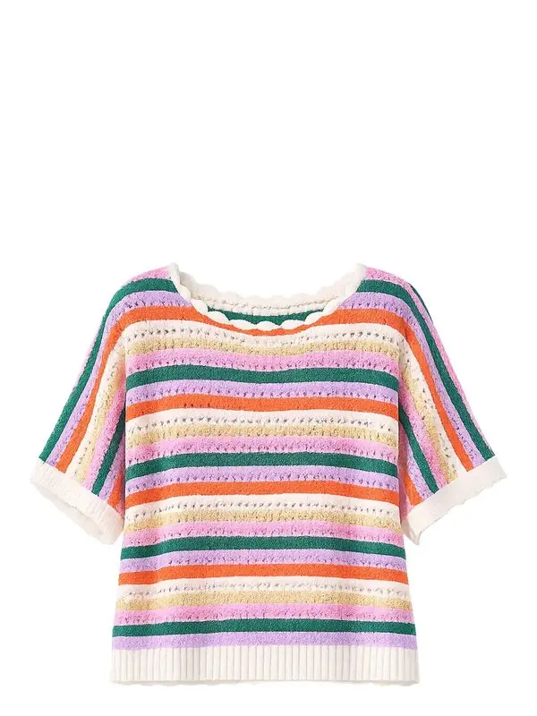 YUMI Crochet Batwing Top - Green/orange/pink/purple/white/yellow