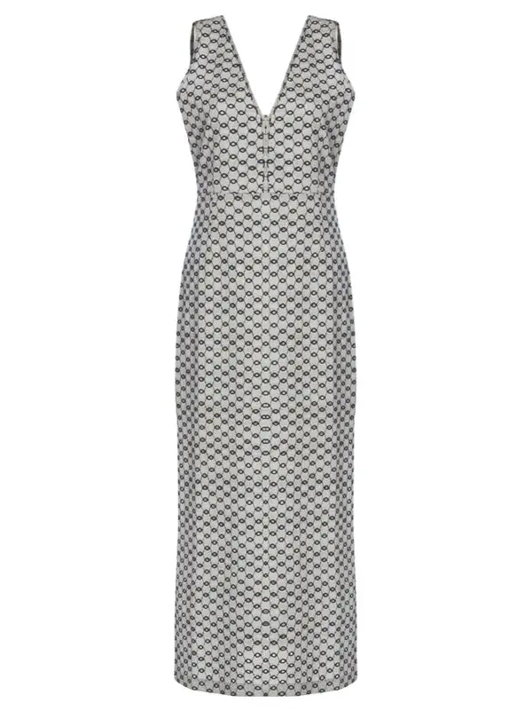 WOMEN & WOMEN Jacquard Cotton Blend Dress - White/blue