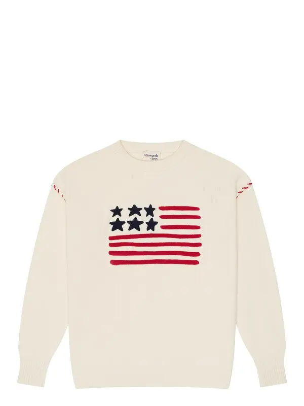 ELLSWORTH + IVEY Riley Crewneck Sweater - White