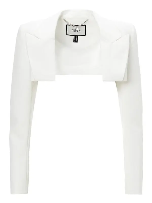 NISSA Cropped Blazer - White