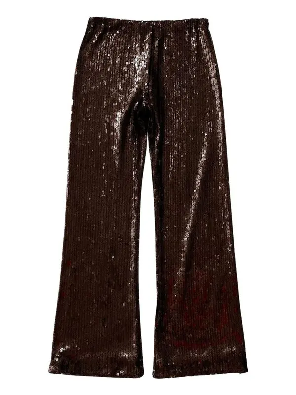 YORSTRULY Glaze Sequinned Wide Leg Trousers - Brown