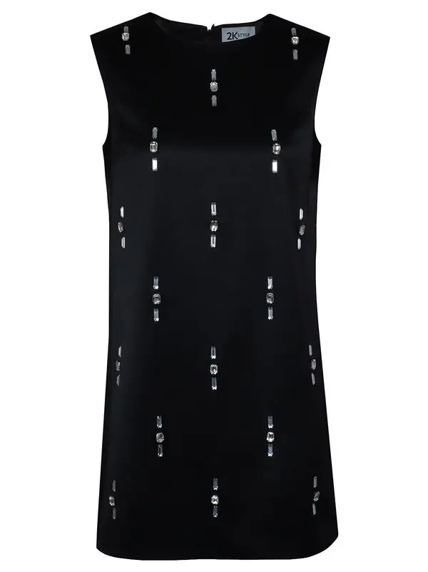 2KSTYLE Hand-embellished A-line Mini Dress - Black