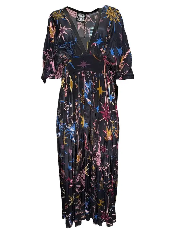 ANY OLD IRON Printed Kaftan Dress - Black/blue