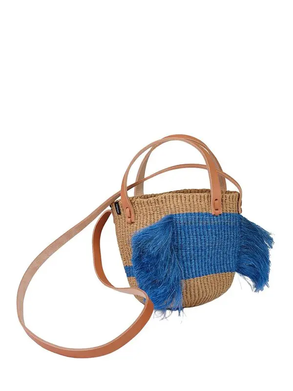 MIFUKO Majani Crossbody Basket Bag - Blue/brown