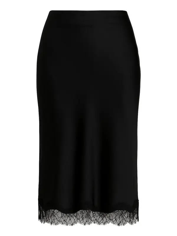ATS THE LABEL Althea Satin Lace Skirt - Black