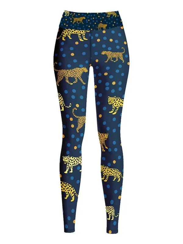 JESSIE ZHAO NEW YORK High Waist Yoga Leggings In Leopards Land - Blue