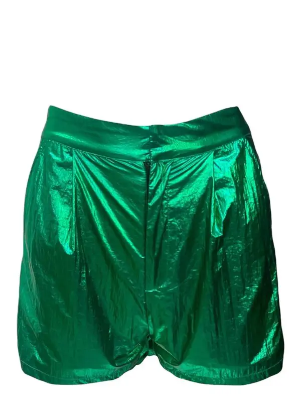 LAURA CITRON Roxi Metallic High-waisted Shorts - Green