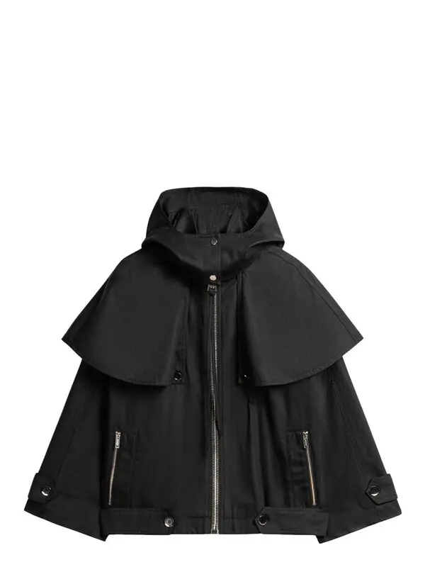 NOCTURNE Hooded Short Trench Jacket - Black
