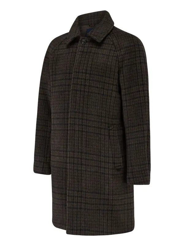 GUARDS LONDON Coldstream Wool Check Overcoat - Brown