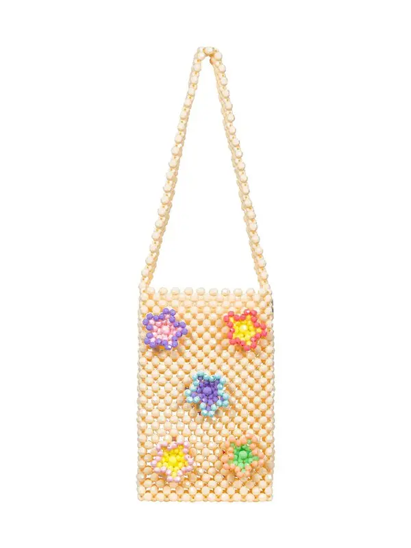 TILLIE BEADS Neutrals Petal Play 3d Daisy Beaded Handbag - Beige
