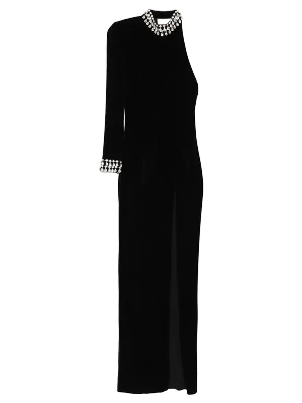 NISSA Backless Velvet Maxi Dress - Black