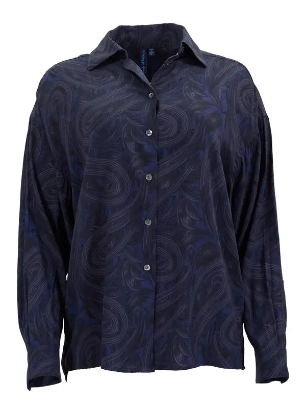 LORDS OF HARLECH Oversized Stretch Silk Shirt - Grey