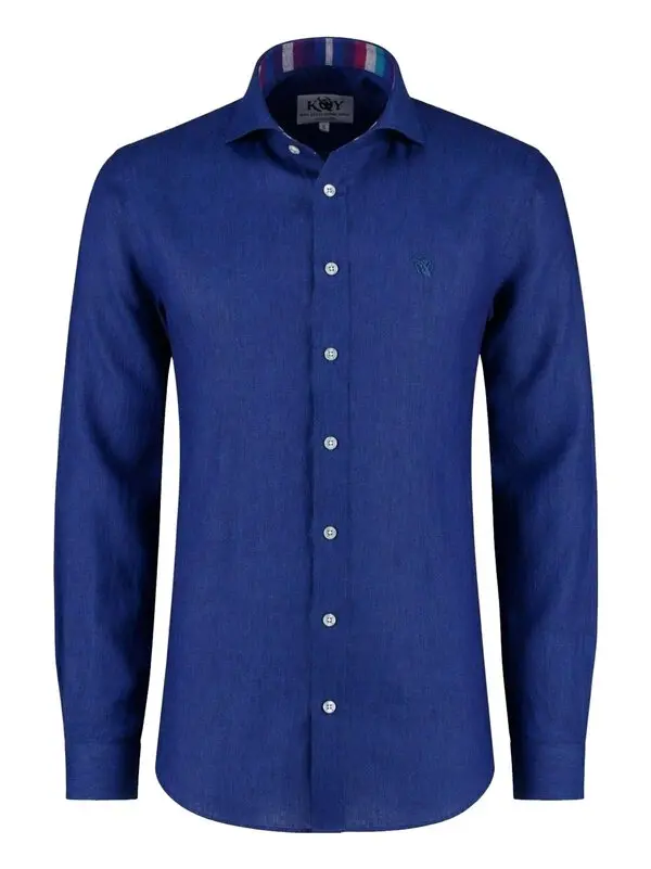 KOY CLOTHING Royal Linen Shirt Cutaway Collar - Blue
