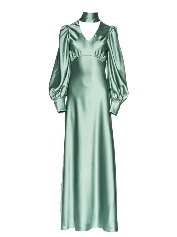 VASILIKI ATELIER Morgan Full-sleeve Silky Gown - Blue