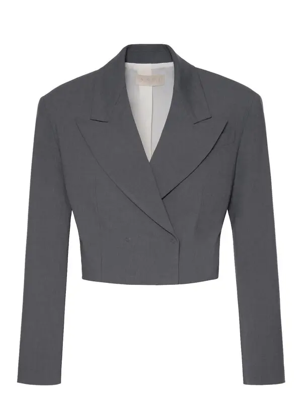 AGGI BY HALEWSKI Giorgia Castlerock Short Double Breasted Blazer - Grey