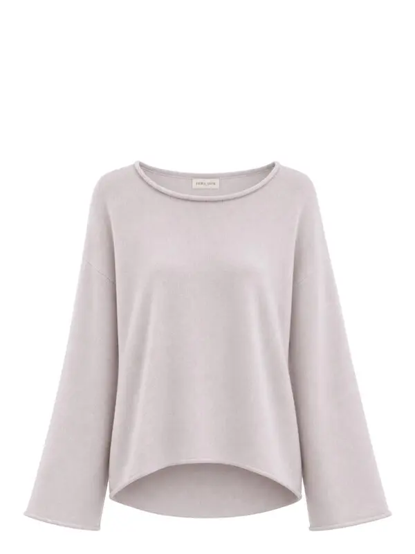 FIORA MUSE Relaxed Wide Sleeve Cashmere Sweater - Beige
