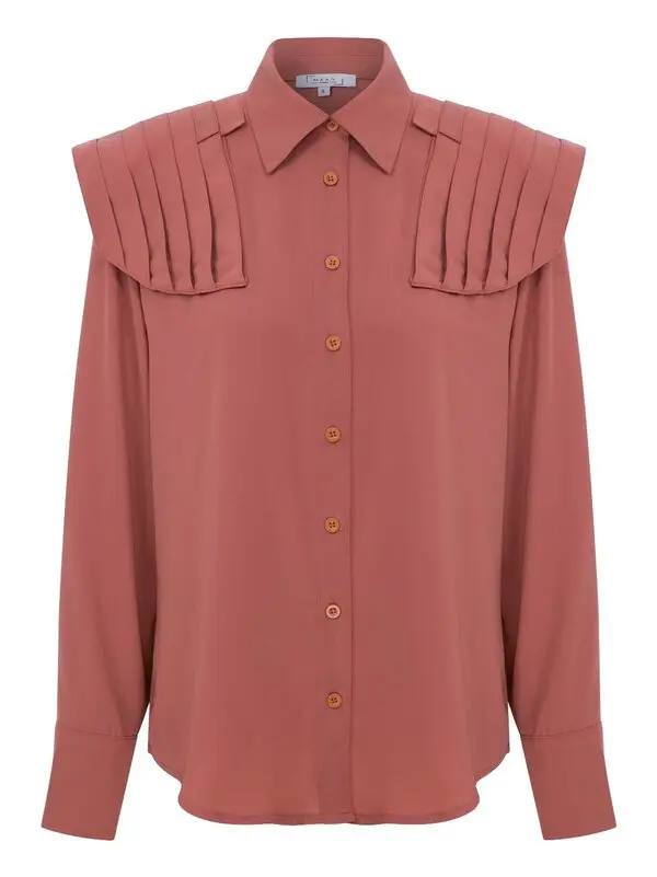 MAAN ISTANBUL Oversized Silk Shirt With Padded Shoulders - Red