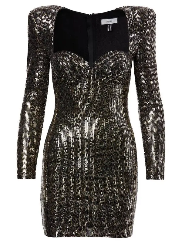 NISSA Sequined Mini Dress - Gold