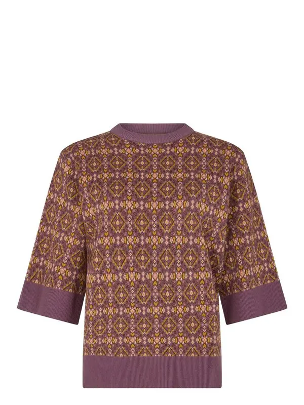 RAFFYA Daffodil Tile Print Knitted T-shirt - Pink